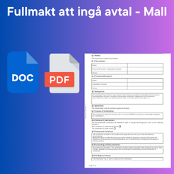 Fullmakt att ingå avtal - Mall Word/PDF – Mallbutiken