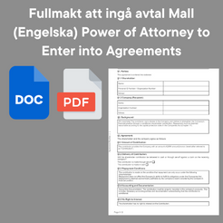 Fullmakt att ingå avtal Engelska Mall - Word/PDF – Mallbutiken